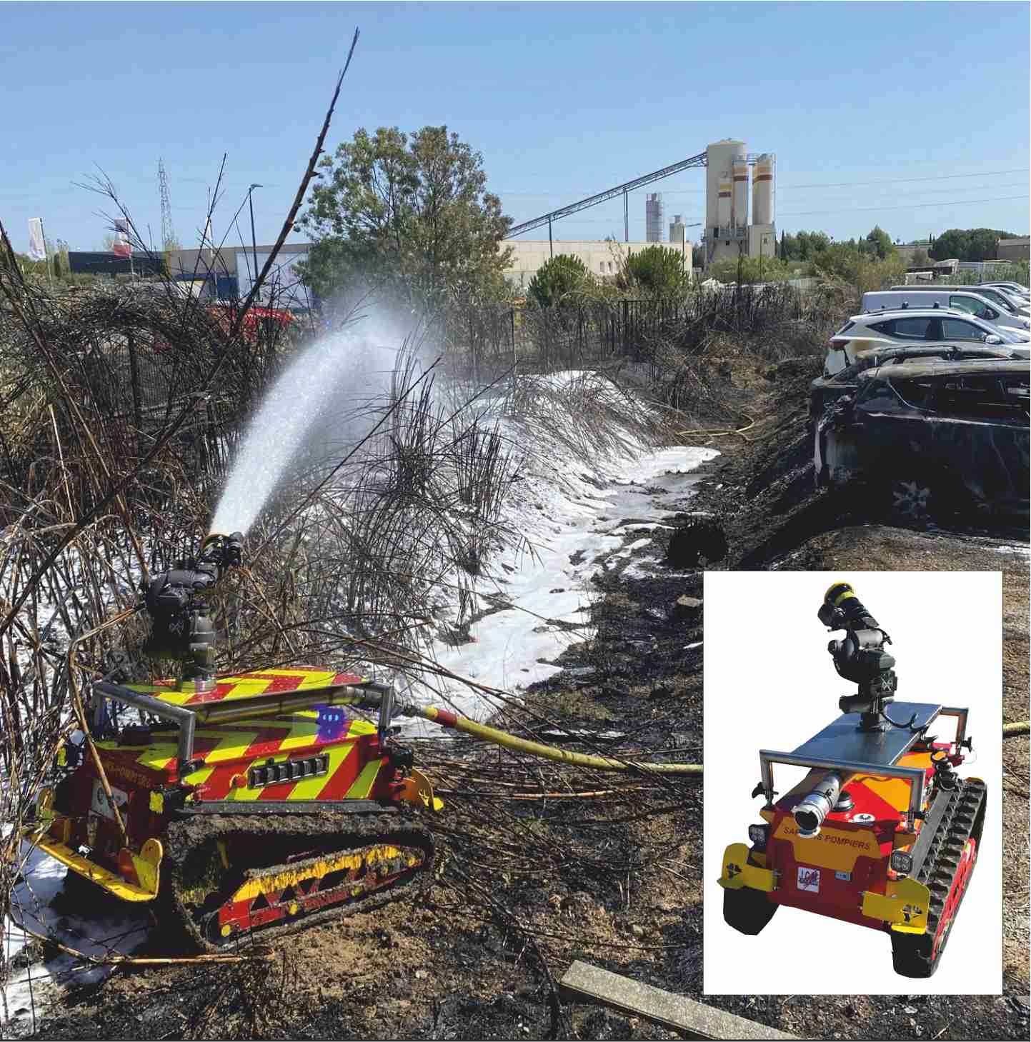 Le robot TRYPPER des pompiers de l'Hérault pour un feu de 30 voitures › JCM Distribution
